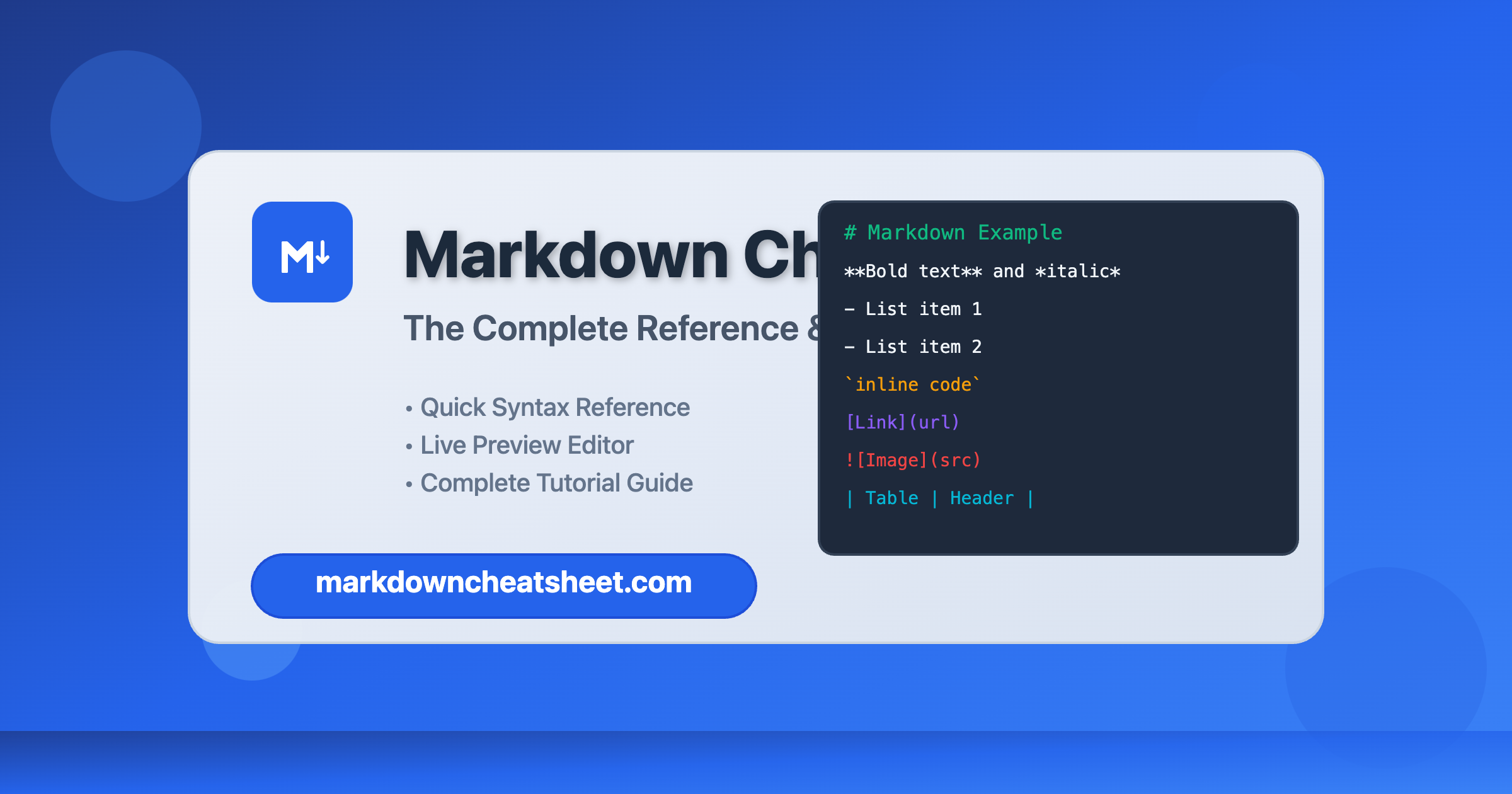 Online Markdown Editor - Live Preview & Export | Markdown Cheat Sheet
